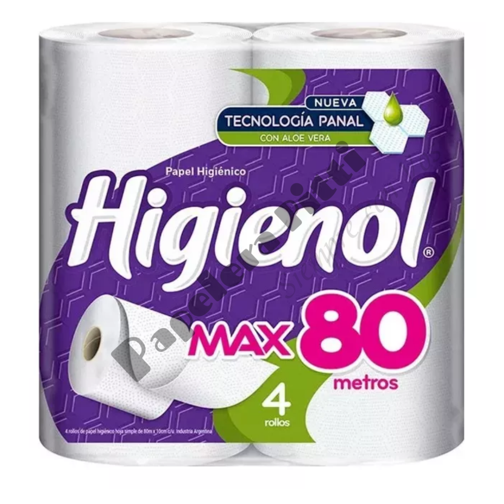 Papel Higiénico Higienol Max Hoja Simple 80 Metros 4 Rollos